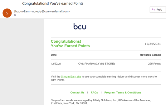 Shop-n-Earn (CURewards) Information